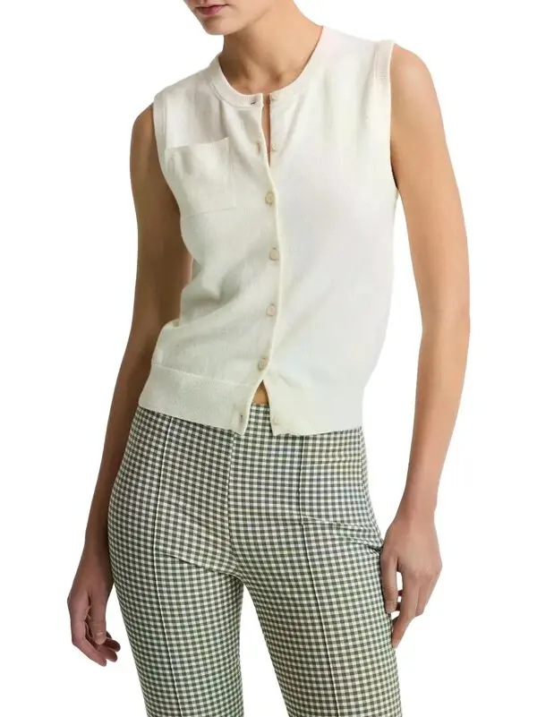 Vince Sleeveless Patch-pocket Cardigan - White