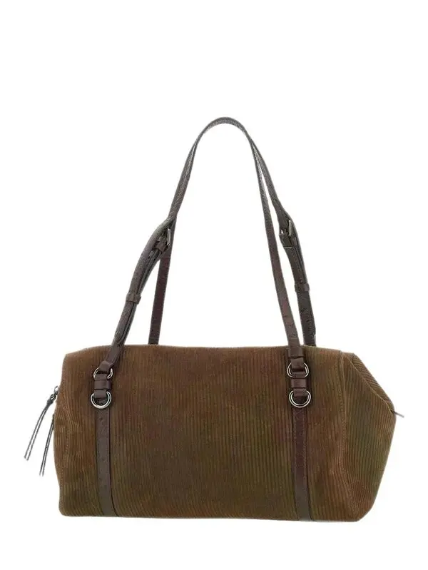GIANNI CHIARINI Ribbed Suede Shoulder Bag - Brown