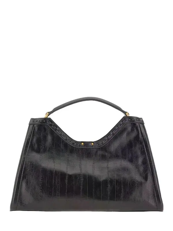 GIANNI CHIARINI Aurora Glossy Leather Shoulder Bag - Black
