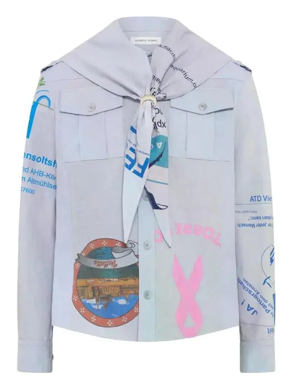 MARINE SERRE Scout Patchwork Shirt - Blue