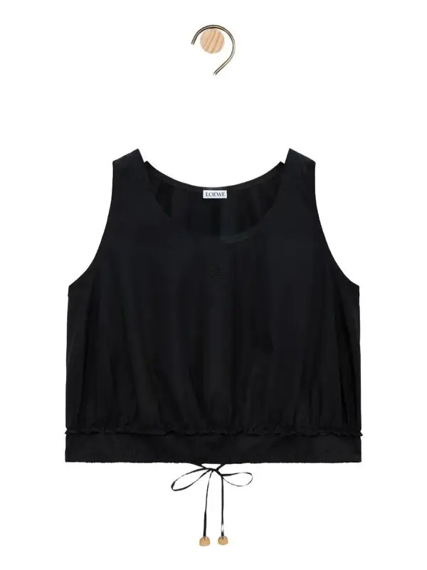 Loewe Anagram Embroidered Drawstring Tank Top - Black