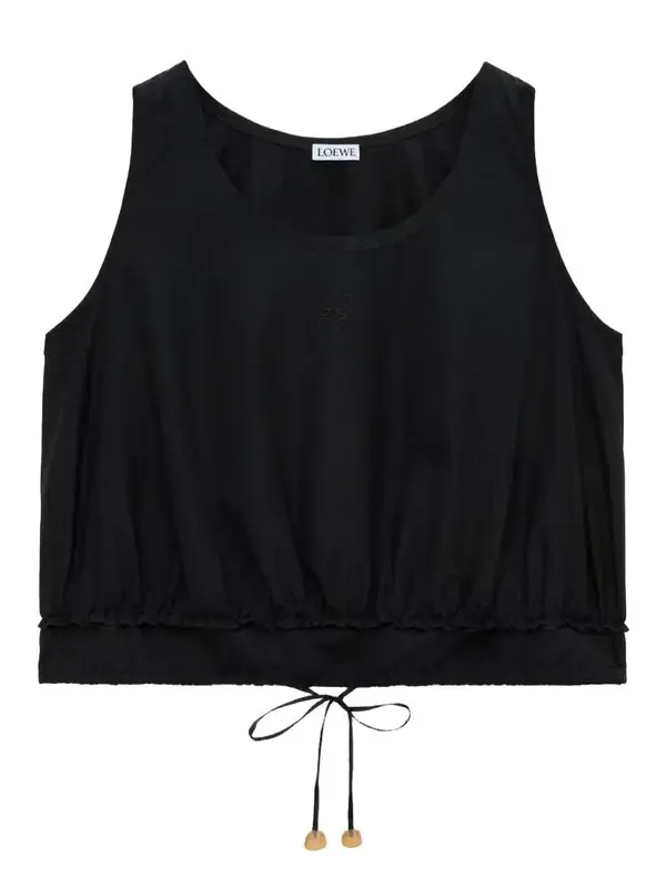 Loewe Anagram Embroidered Drawstring Tank Top - Black