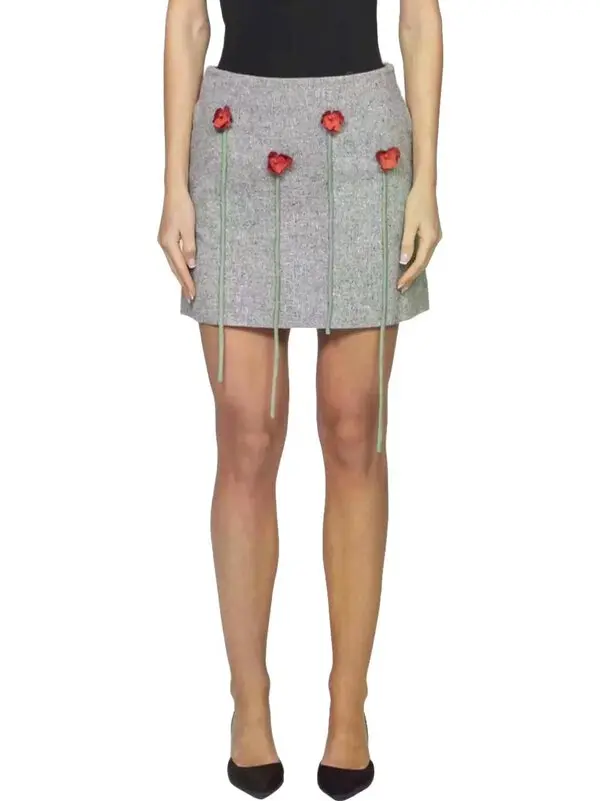 Moschino Embellished Silk Mini Skirt - Grey