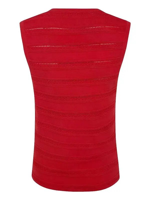 BLUGIRL Pointelle Knit Sleeveless Top - Red