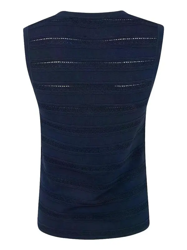 BLUGIRL Navy Pointelle Knit Ribbed Top - Blue