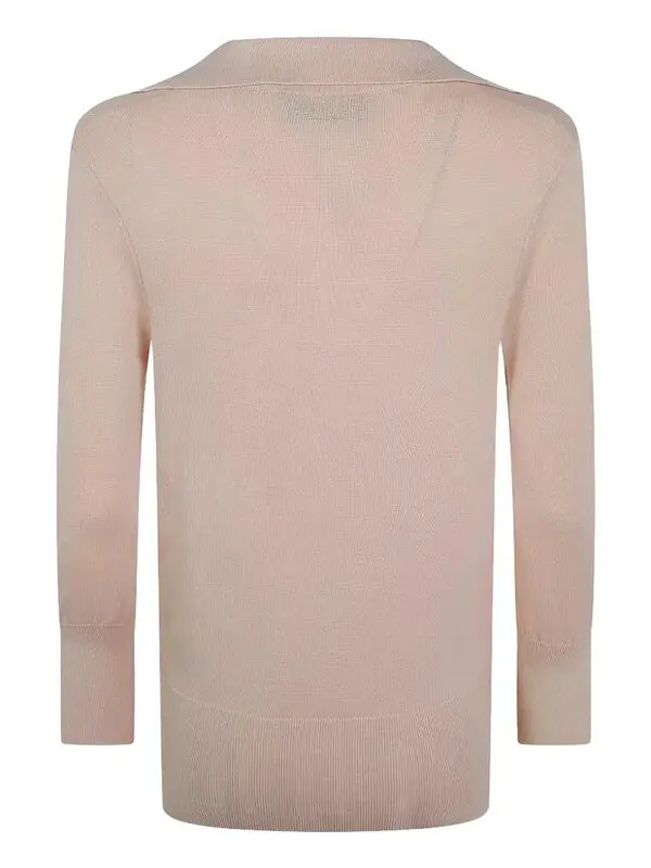 BLUGIRL Floral Appliqué V-neck Sweater - Pink