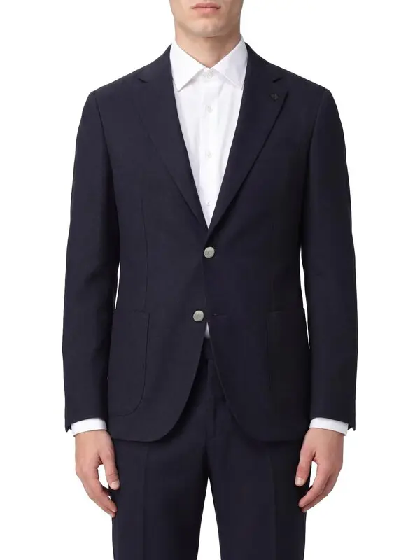 LARDINI Single-breasted Virgin Wool Blend Blazer With Peak Lapels - Blue