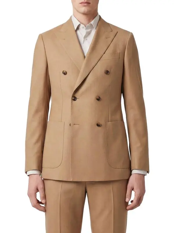 SARTORIO NAPOLI Double-breasted Cashmere And Silk Blazer - Camel