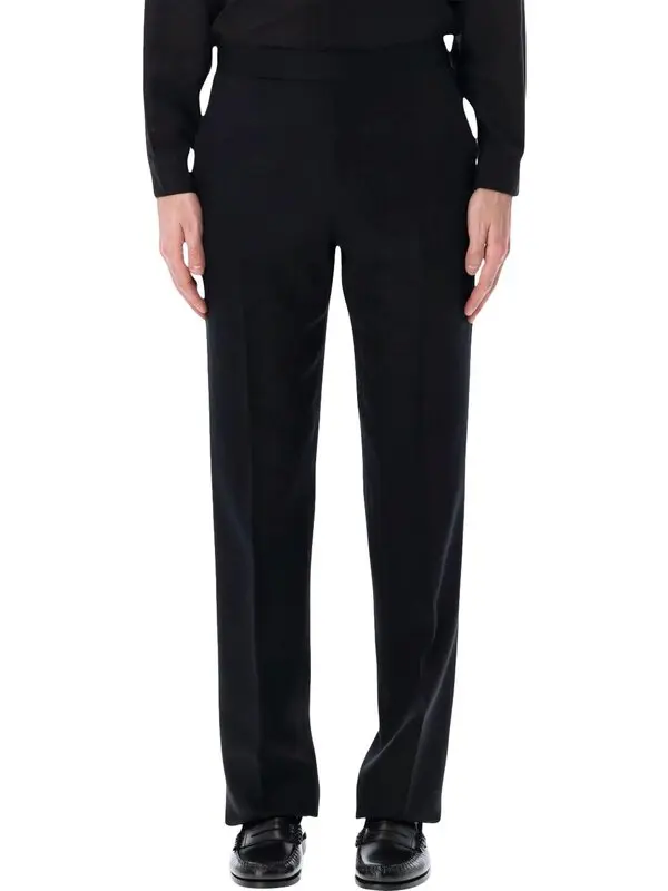 LARDINI Slim Fit Tailored Trousers In Viscose And Silk - Black