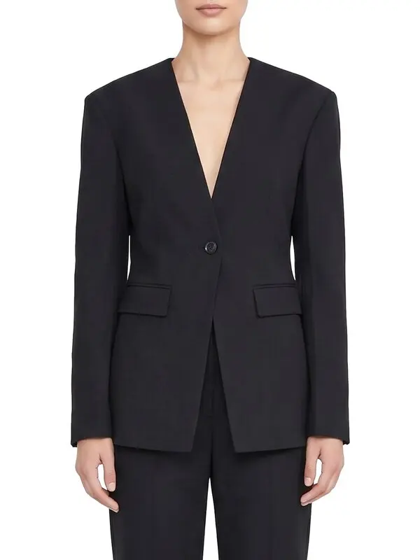 Nanushka Cropped Single-breasted Silk-blend Blazer - Black