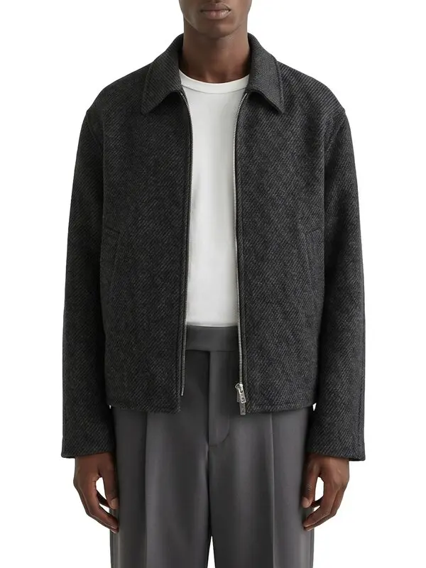 JIL SANDER Virgin Wool Zip-up Shirt Jacket - Grey
