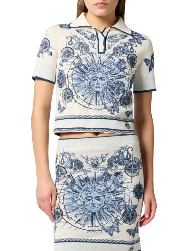 Philipp Plein Knit Polo Shirt - Turquoise