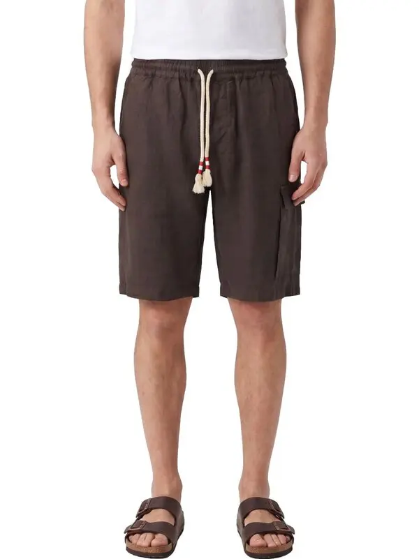 MC2 SAINT BARTH Linen Cargo Shorts - Brown