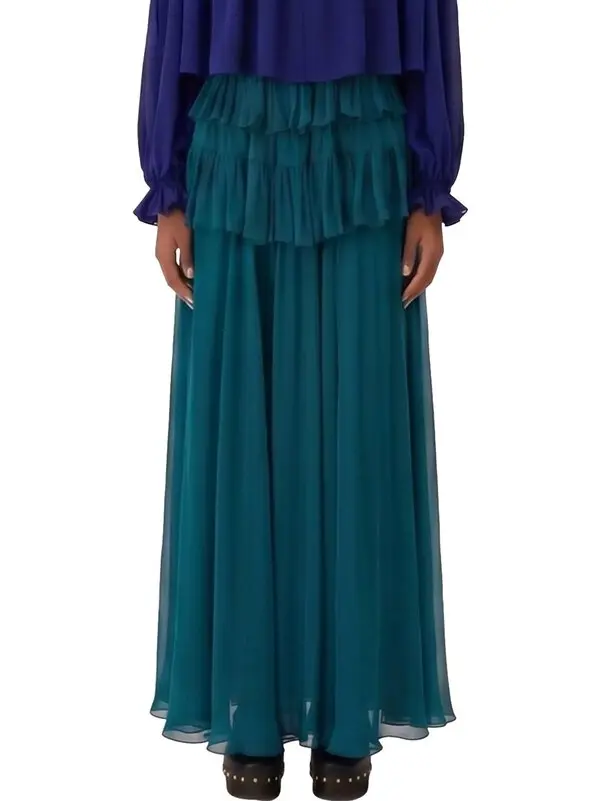 Chloé Silk Aline Skirt - Blue