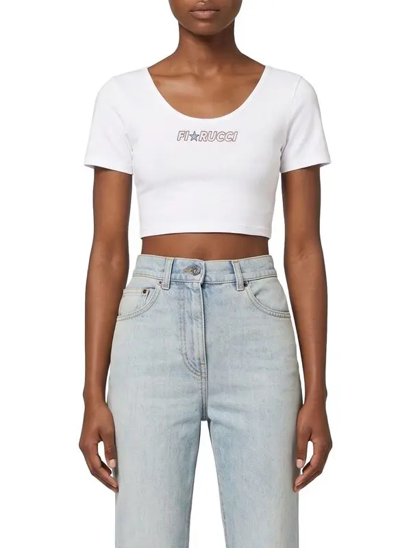 Fiorucci Logo Cropped T-shirt - White