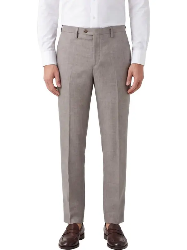 BRIGLIA 1949 Virgin Wool Slim Fit Tailored Trousers - Sand