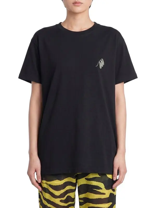 Attico Crew Neck Printed Cotton T-shirt - Black