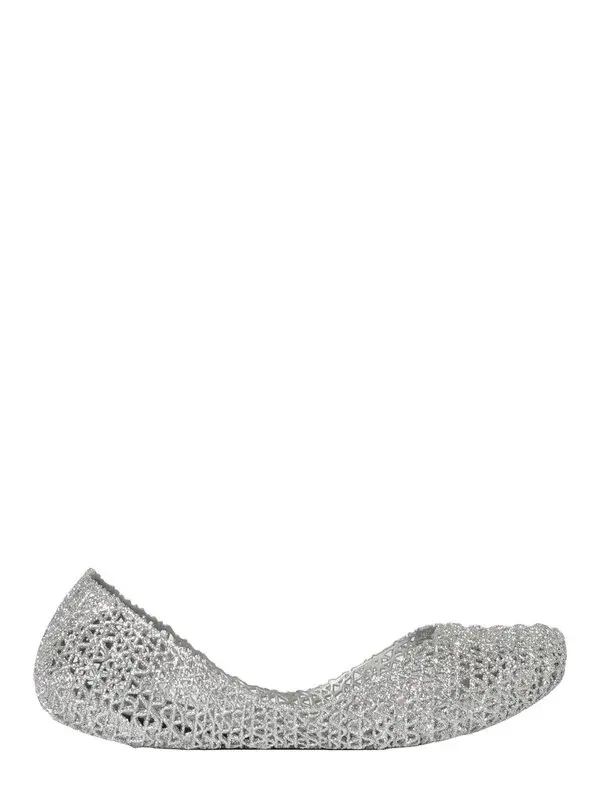 Melissa Campana Perforated Glitter Ballet Flats - Silver
