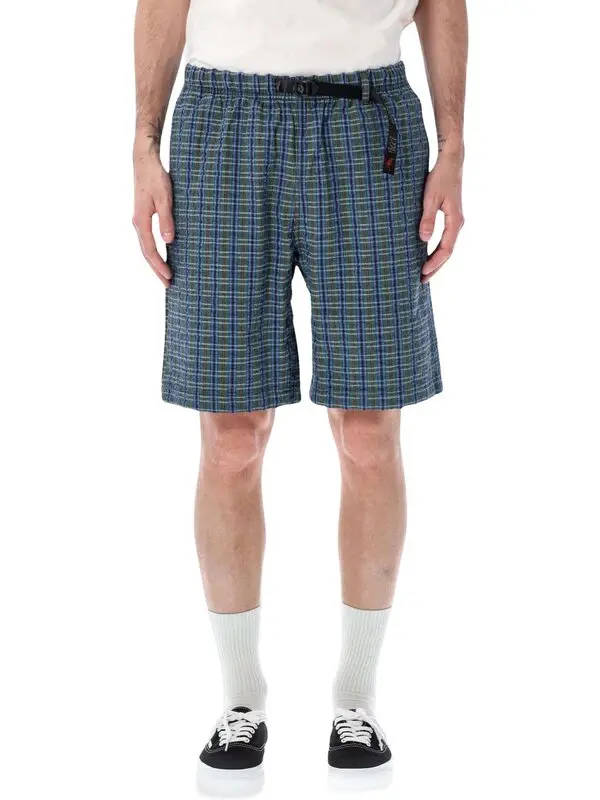 Gramicci Checked Cotton Shorts With Elasticated Waistband And Drawstring - Striped