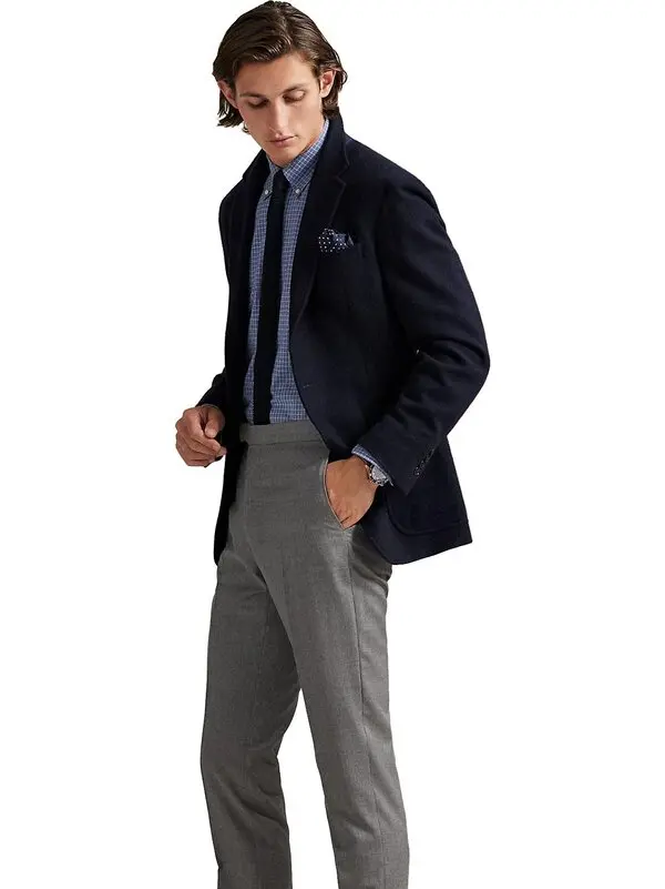 Ralph Lauren Wool Twill Flat-front Trousers - Medium Grey