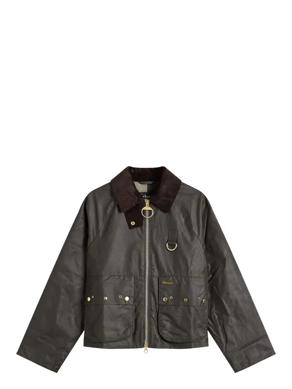 Barbour Waxed Cotton Jacket With Tartan Lining - Green