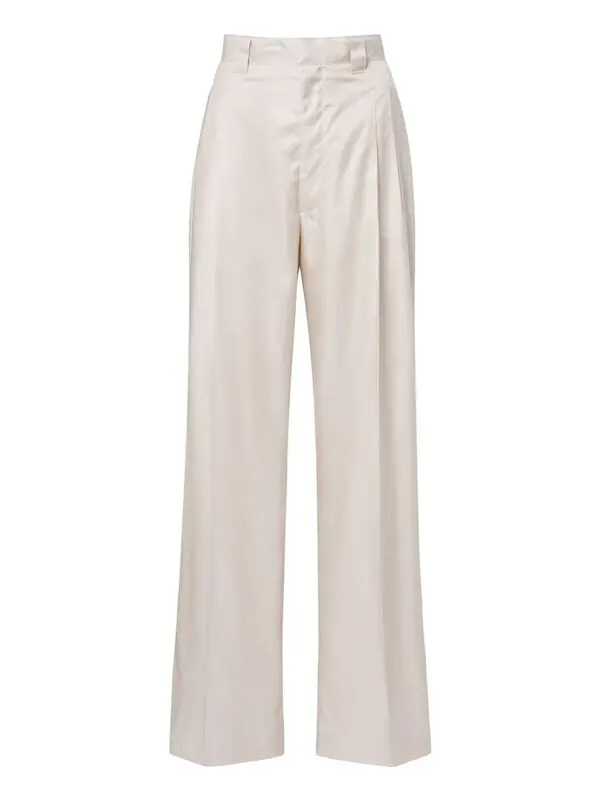 Phoebe Philo Twill Wide-leg Pleated Pants - White