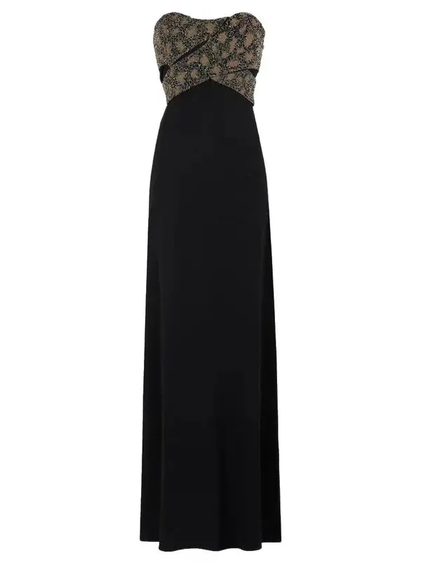 Roberto Cavalli Strapless Maxi Dress With Bead Embellishments - Black