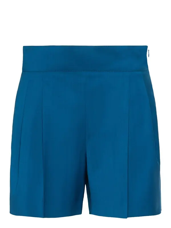 Max Mara Virgin Wool Pleated Shorts - Navy