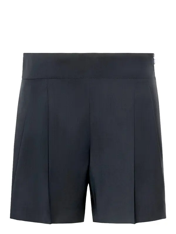 Max Mara Virgin Wool Pleated Shorts - Navy