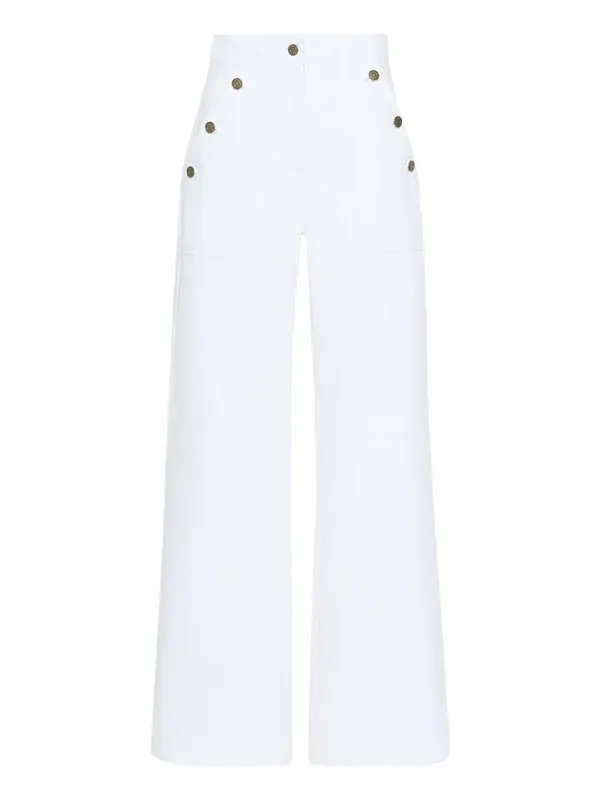 Max Mara Cotton Wide-leg Trousers - White