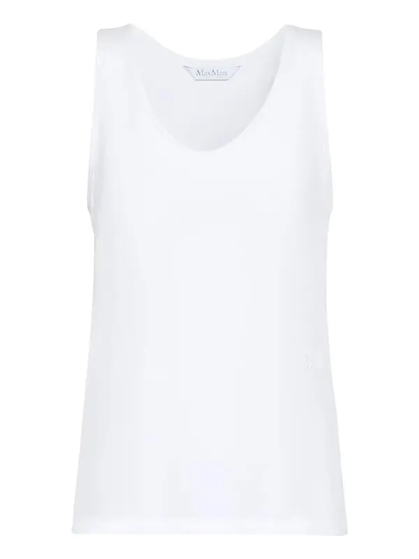 Max Mara Silk Embroidered Tank Top - White
