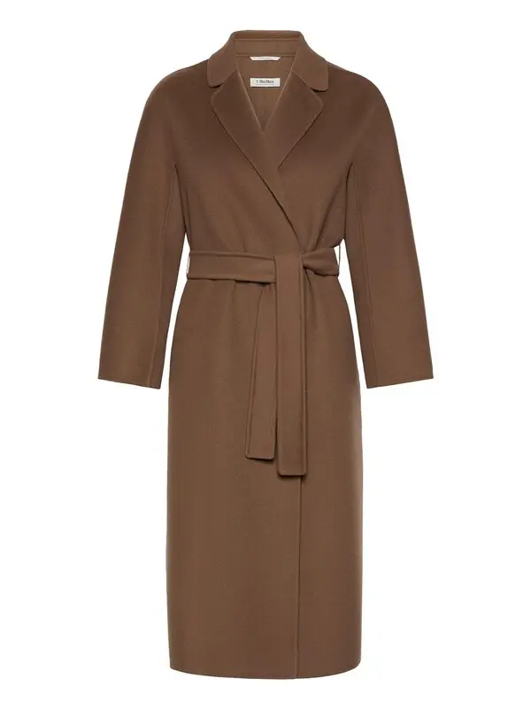 Max Mara Virgin Wool Wrap Coat - Brown