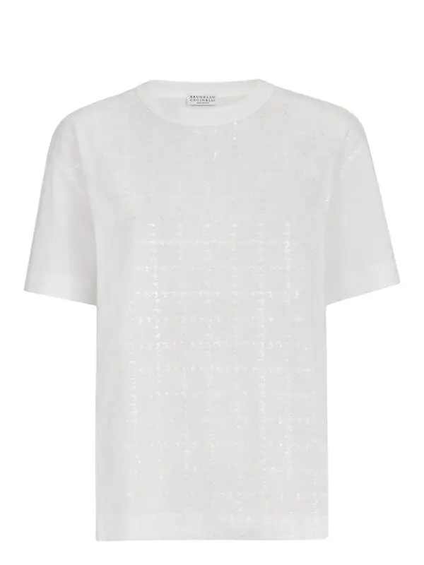 Brunello Cucinelli Cotton Embroidered T-shirt - White