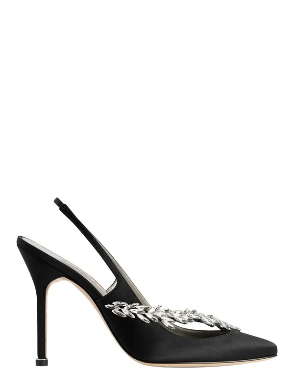 Balenciaga X Manolo Blahnik Embellished Slingback Heels - Black