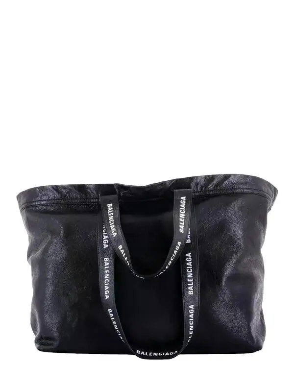 Balenciaga Carry Shopper Tote Leather Medium Shoulder Bag - Black