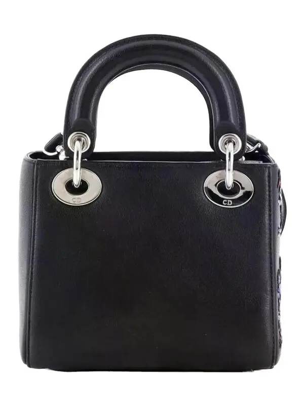 Dior Lady Bag Embellished Leather Mini Crossbody Bag - Black