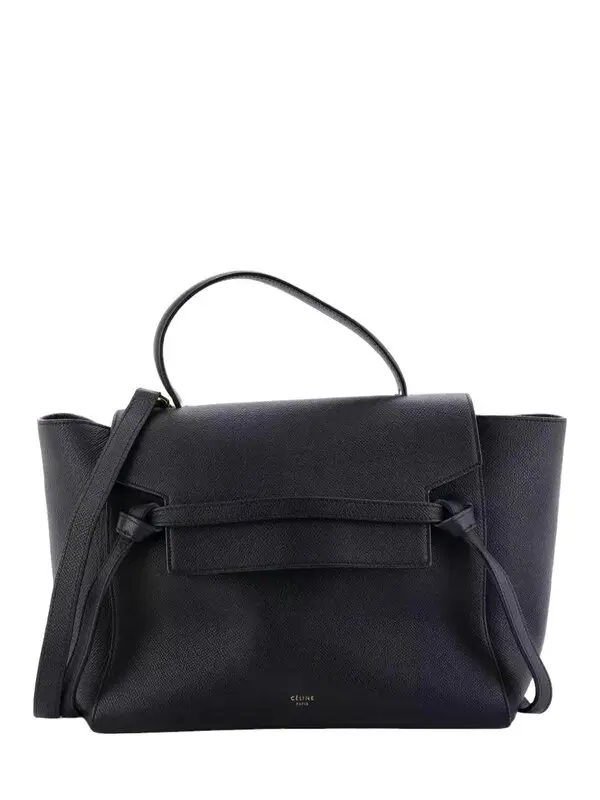 Celine Textured Leather Mini Shoulder Bag - Black