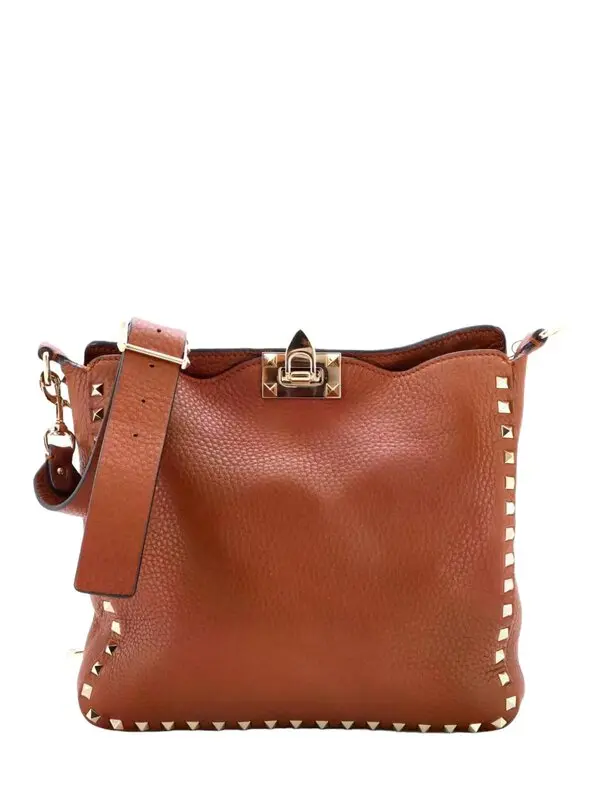 Valentino Garavani Rockstud Flip Lock Messenger Bag - Brown