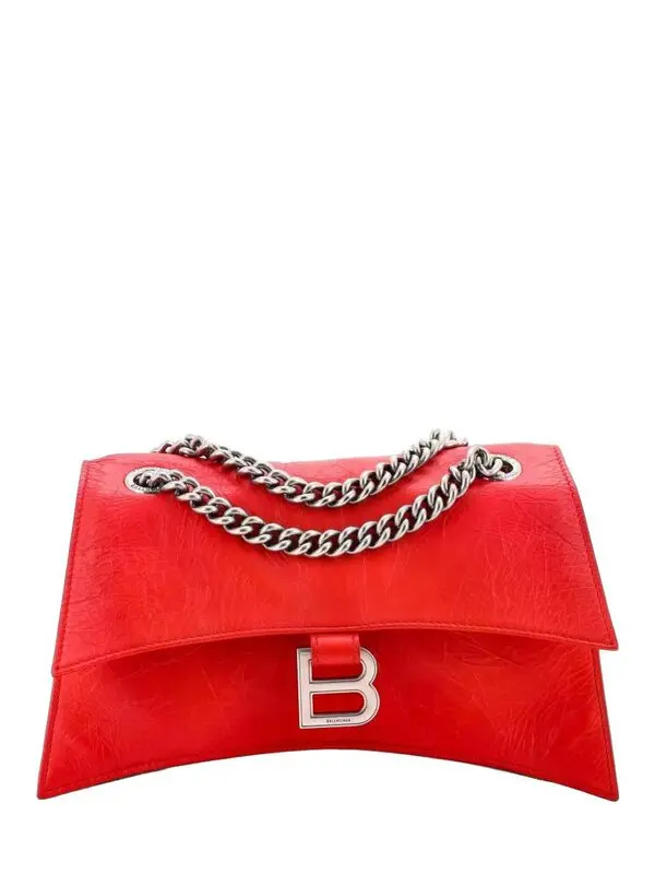 Balenciaga Crush Chain Flap Leather Small Crossbody Bag - Red