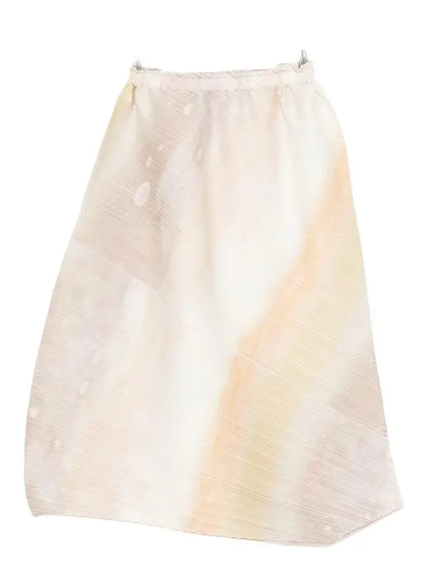 Issey Miyake Asymmetric Pleated Skirt - Beige