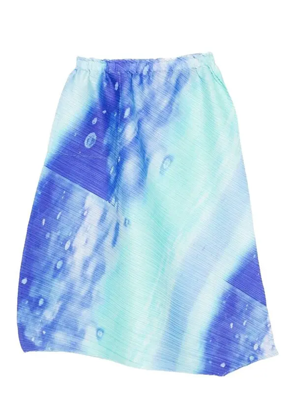 Issey Miyake Pleated Asymmetric Skirt - Sky Blue