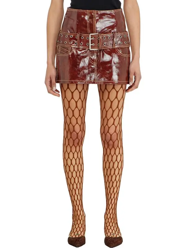 DIESEL® Patent Leather Belted Mini Skirt - Red