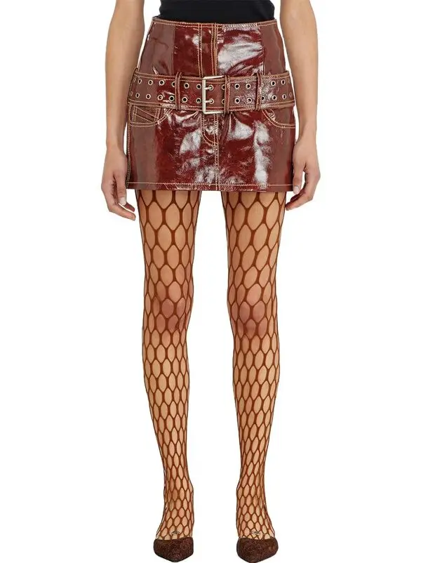 DIESEL® Patent Leather Belted Mini Skirt - Red