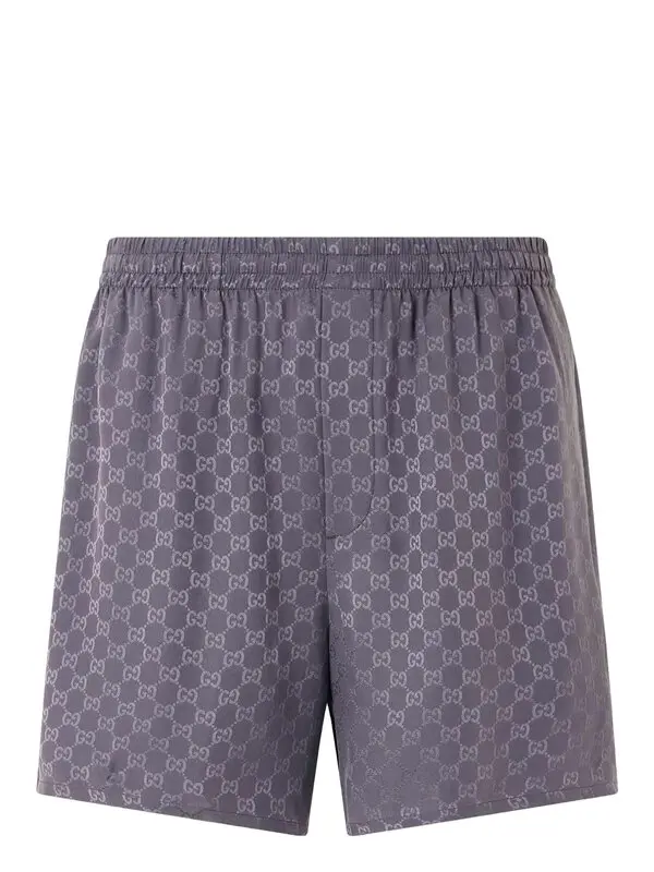 Gucci Gg Supreme Jacquard Silk-twill Shorts - Gray