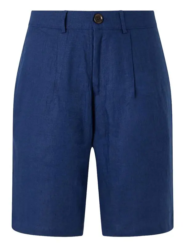 Oliver Peoples Coney Pleated Linen Shorts - Blue
