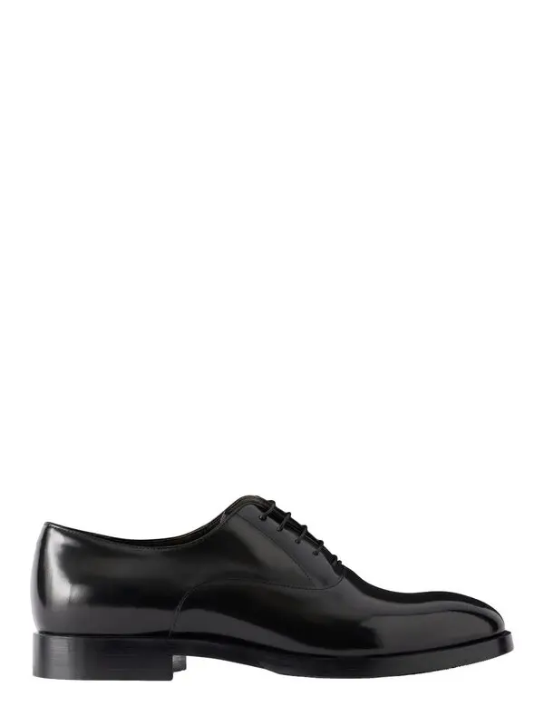 Brunello Cucinelli Glossed Leather Oxford Shoes - Black