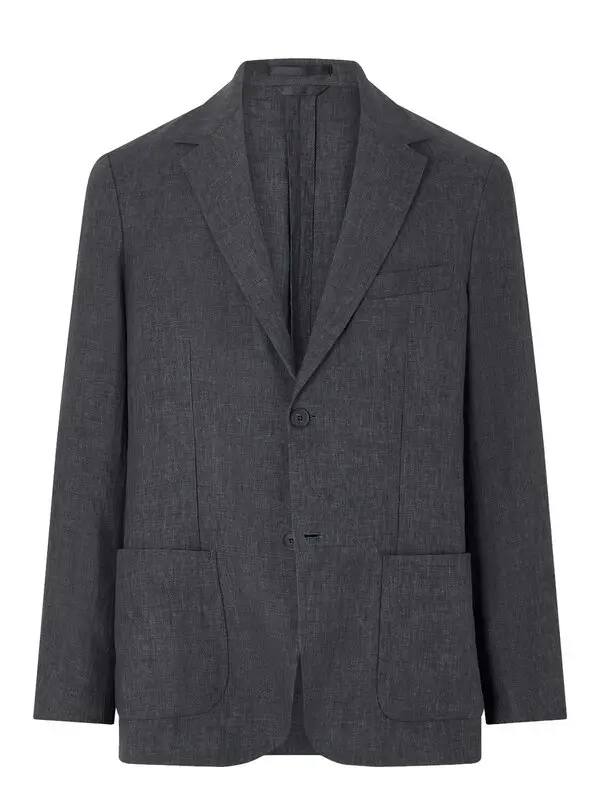 Sunspel Single-breasted Linen Suit Jacket - Gray