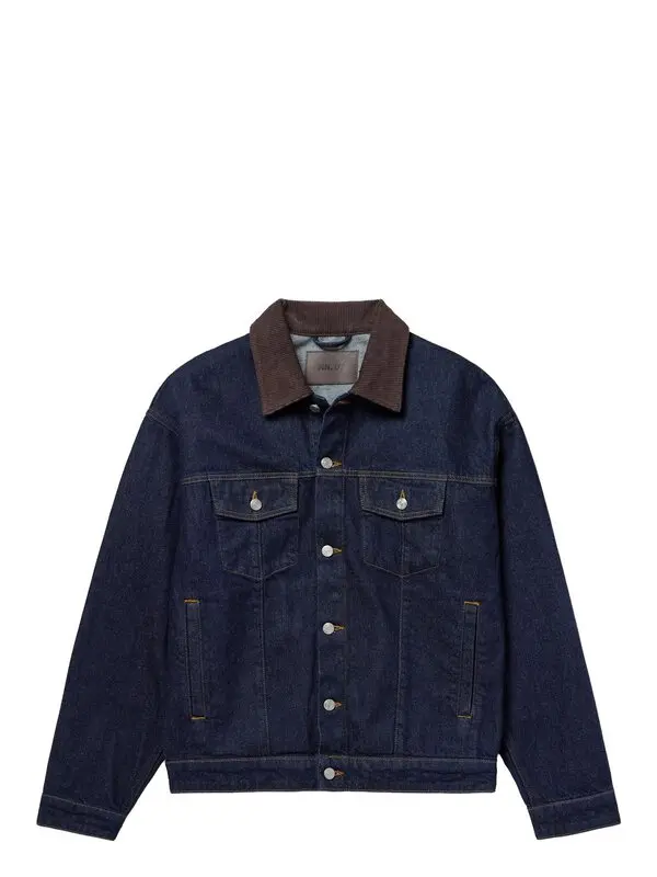 Nn07 Roy 1882 Corduroy-trimmed Organic Denim Jacket - Blue