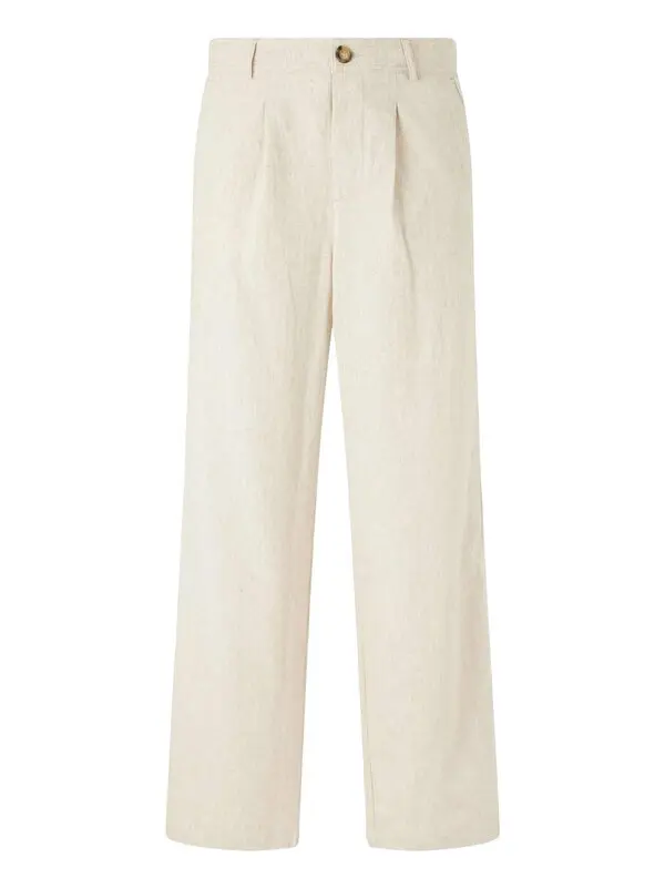 Oliver Peoples Cotton And Linen-blend Drawstring Trousers - Ecru