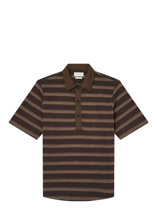 Oliver Peoples Stanfield Striped Organic Cotton Polo Shirt - Brown